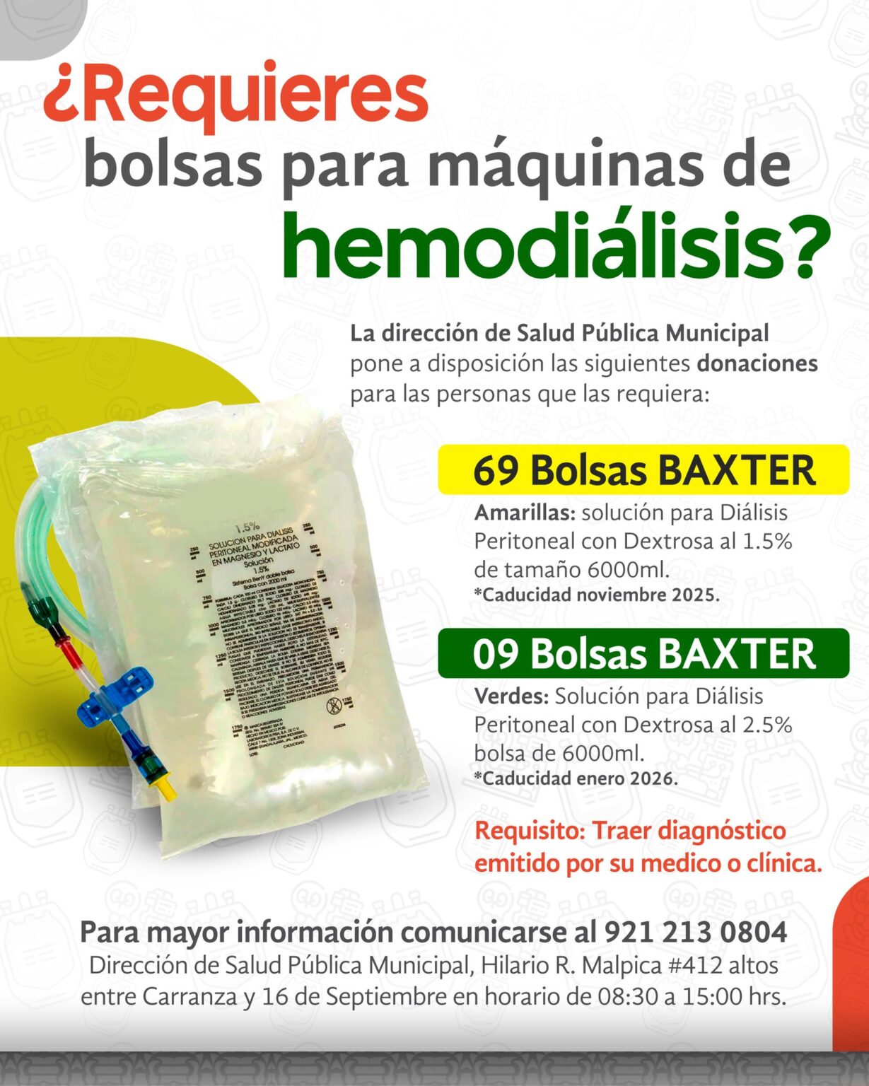 ¿Requieres bolsas para máquinas de hemodiálisis? - Diario Gráfico